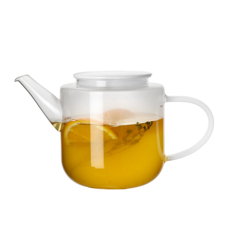 ASA Saisons Coppa Glass Teekanne mit weißem Henkel und Edelstahlsieb 1,1 L
