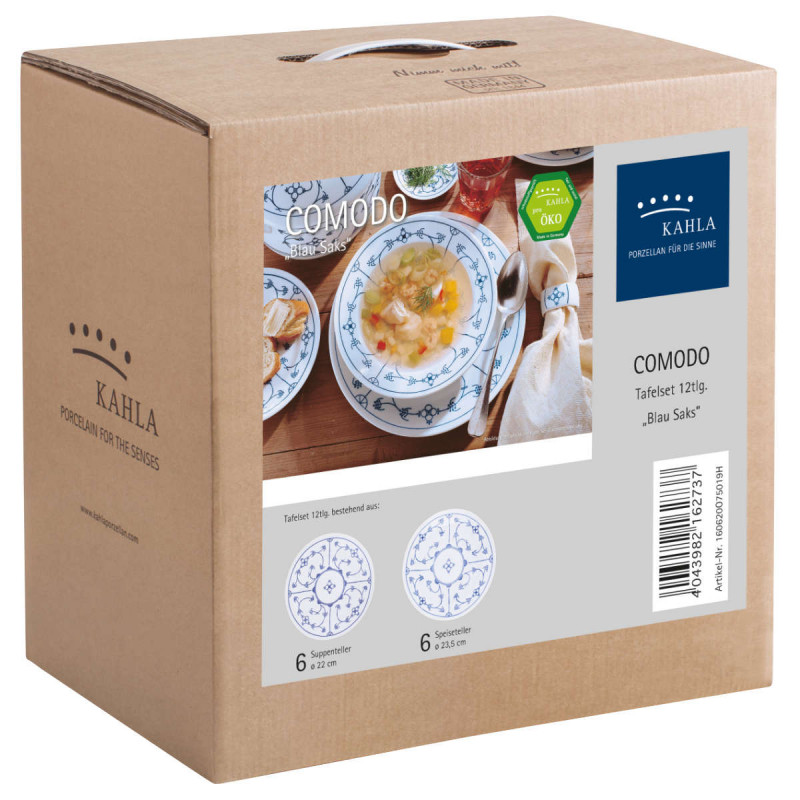 Kahla Blau Saks - Indisch Blau - Strohblumenmuster Table set 12 pcs.